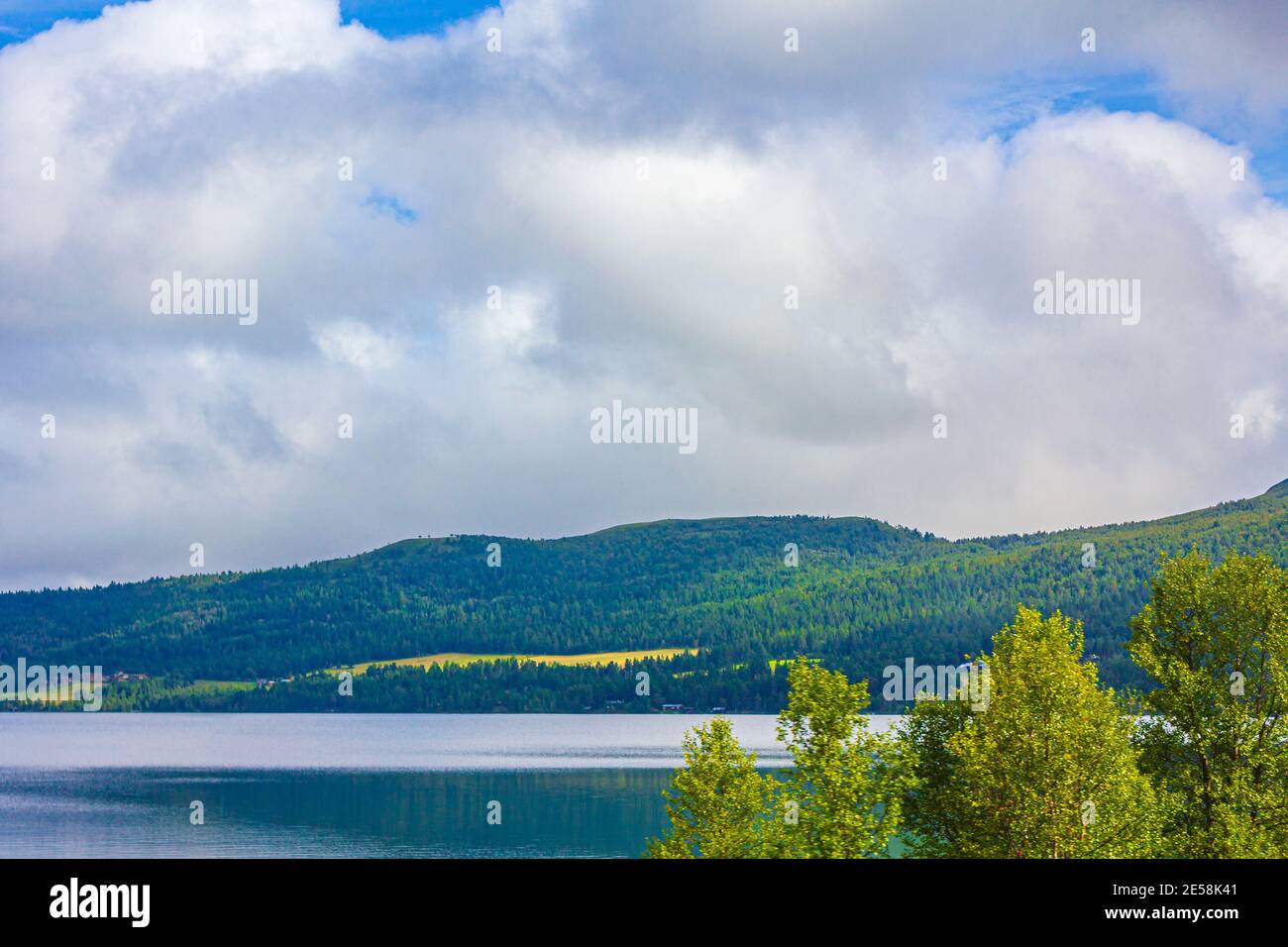 Amazing incredible norwegian landscape with colorful mountains fjord ...