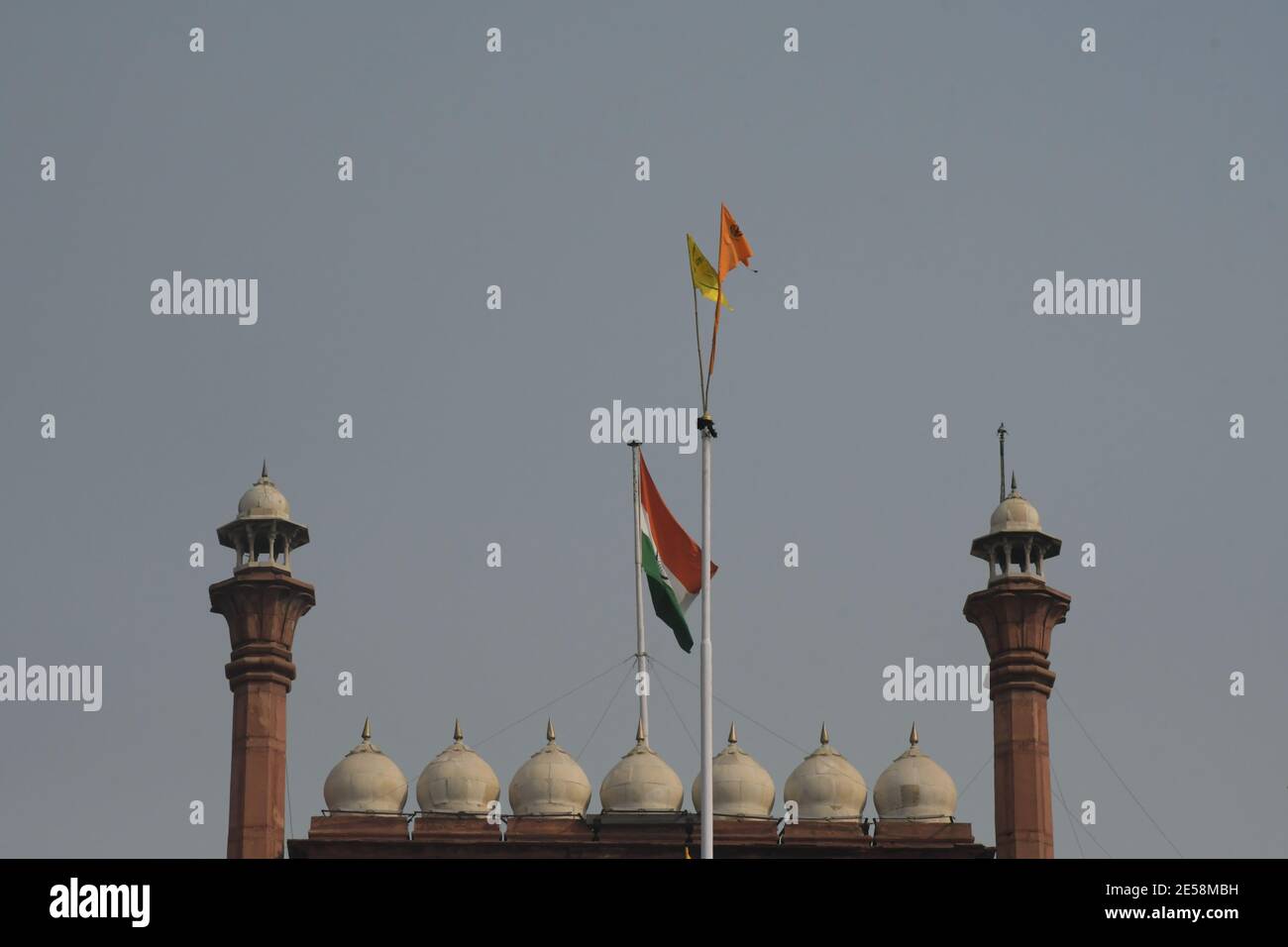 New Delhi, India. 26th Jan, 2021. Farmers after install their flag at ...