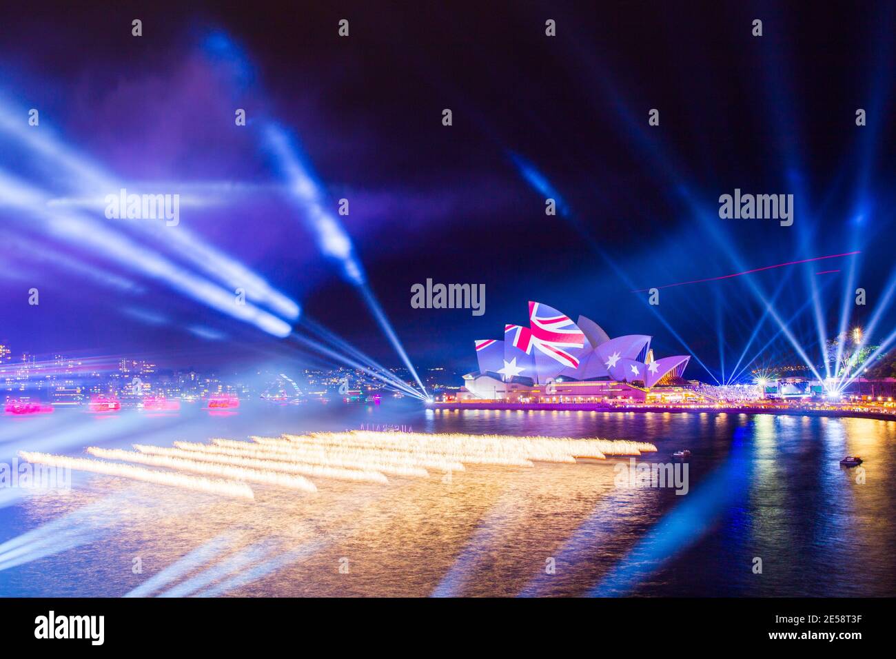 Sydney, Australia, 26 January 2021. A fireworks display and special ...