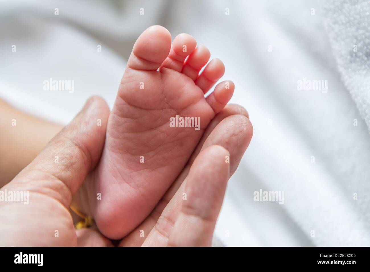 Newborn baby feet wrapped Stock Photo - Alamy