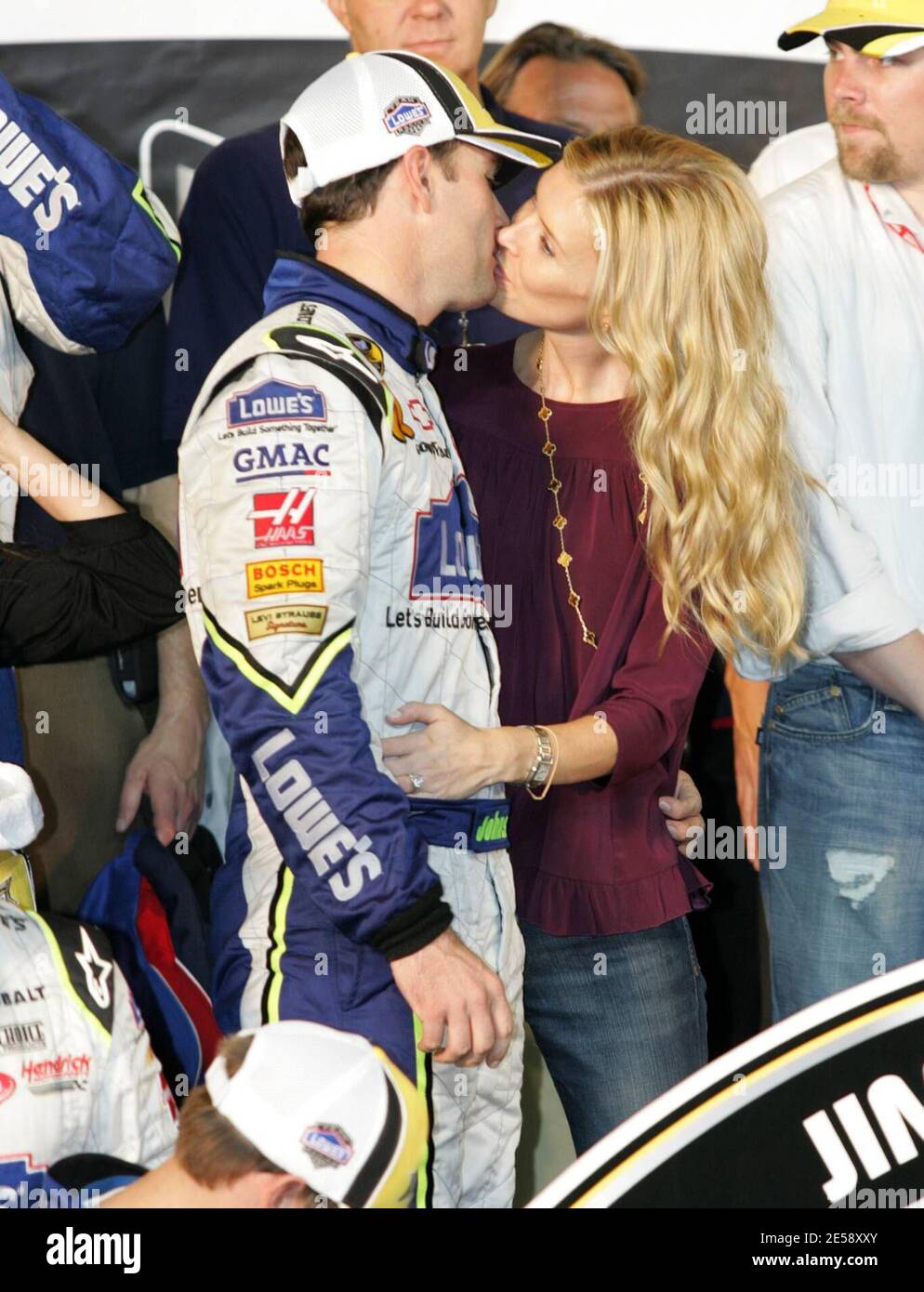 Jimmie Johnson and wife Chandra celebrate winning the 2007 NASCAR ...
