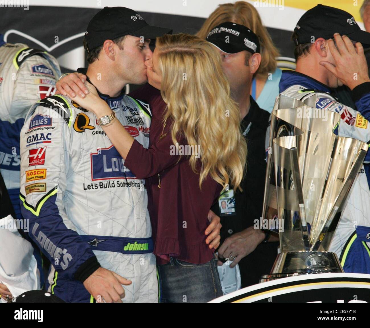 Jimmie Johnson and wife Chandra celebrate winning the 2007 NASCAR ...