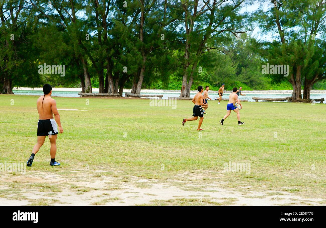 Rarotonga Cook Islands - November 3 2010; group of young Maori males ...
