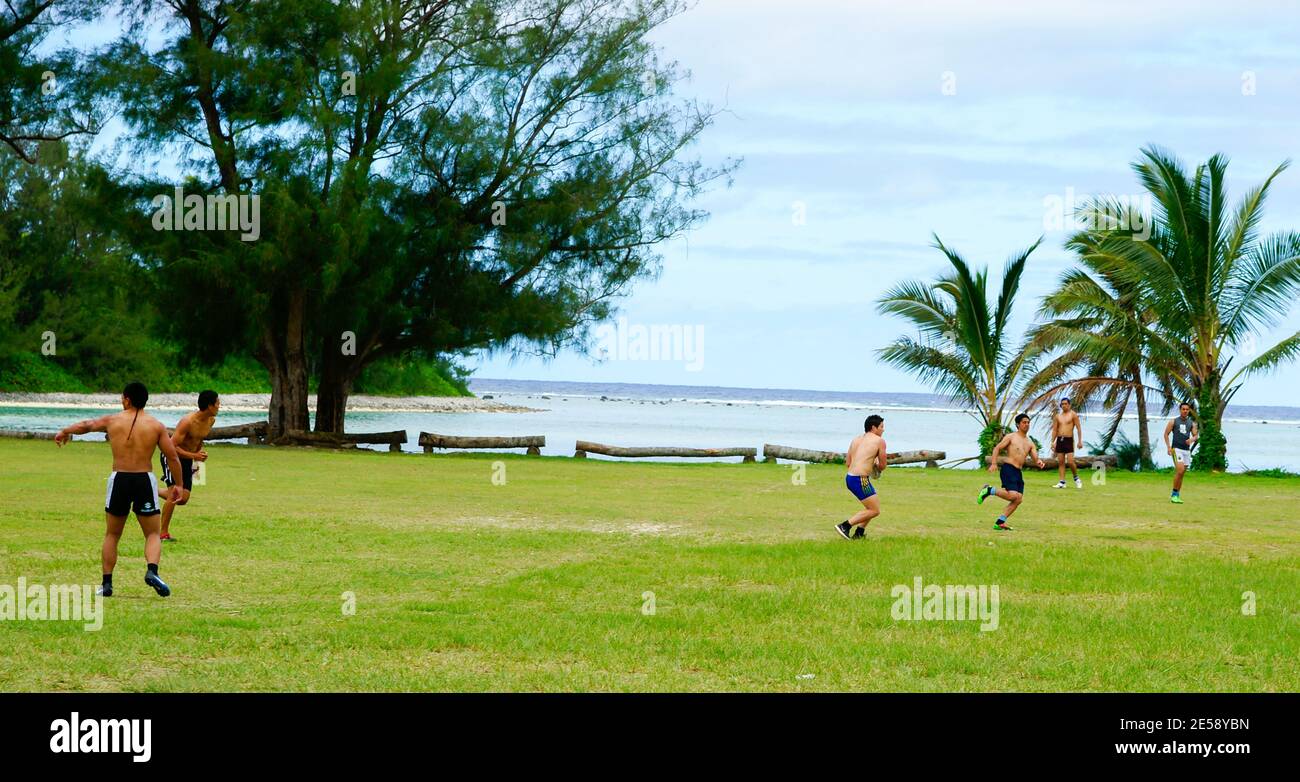 Rarotonga Cook Islands - November 3 2010; group of young Maori males ...