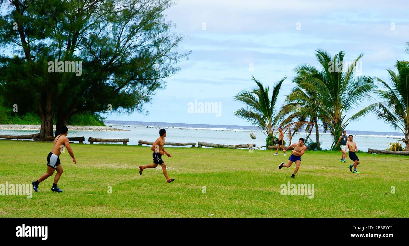 Rarotonga Cook Islands - November 3 2010; group of young Maori males ...