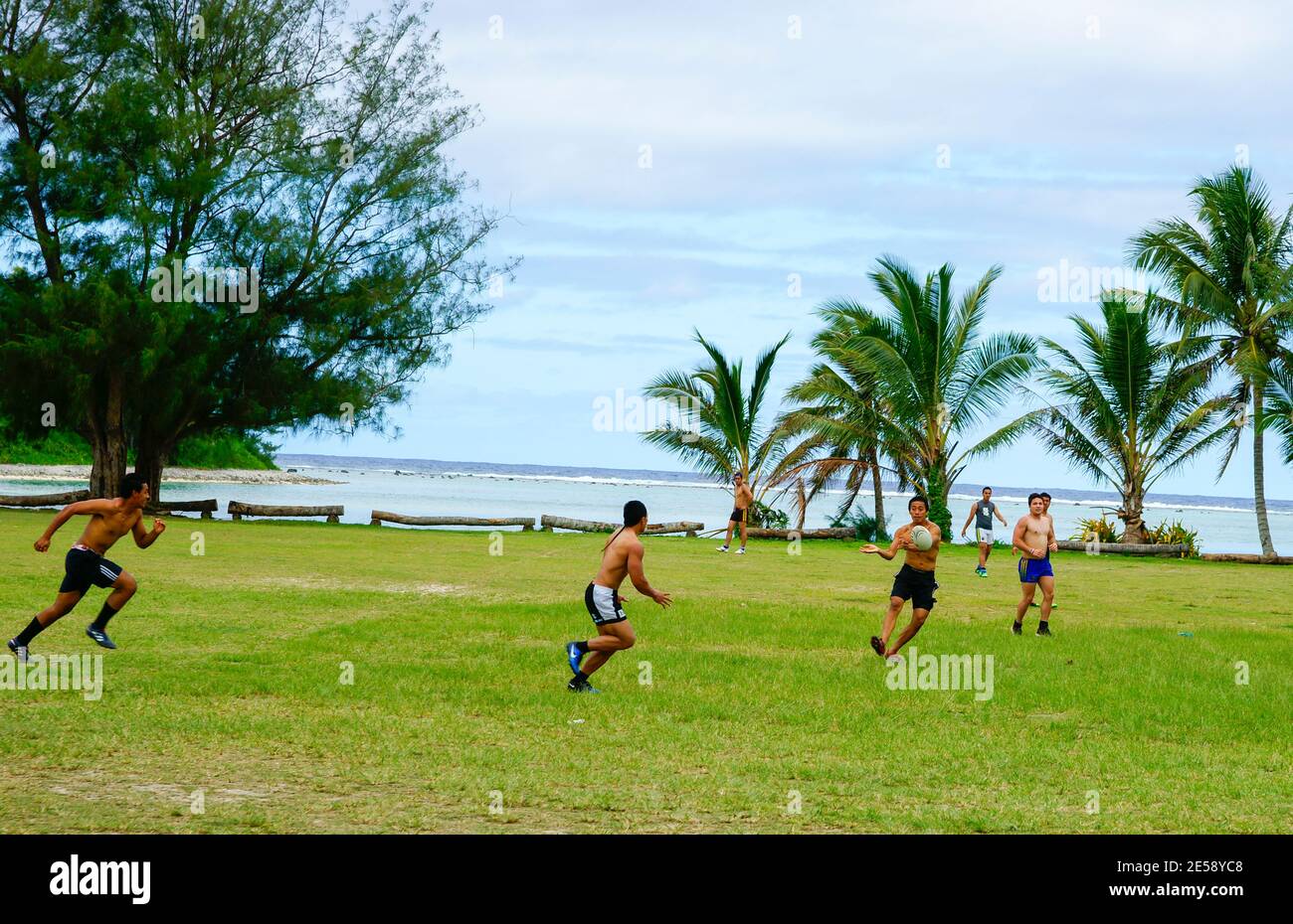 Rarotonga Cook Islands - November 3 2010; group of young Maori males ...