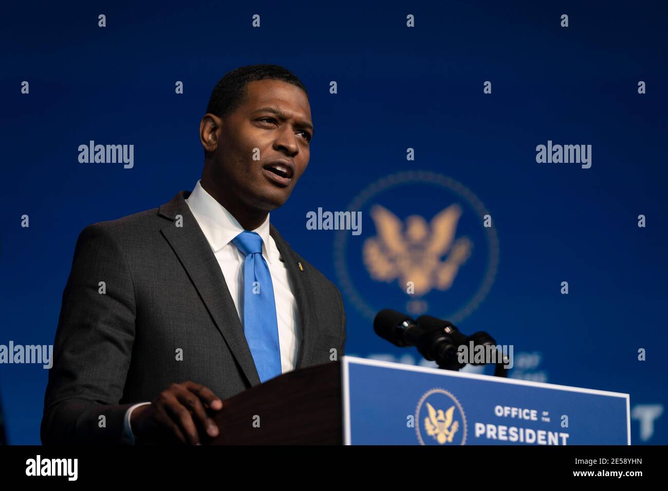 Michael Regan delivers remarks after being introduced as US President ...