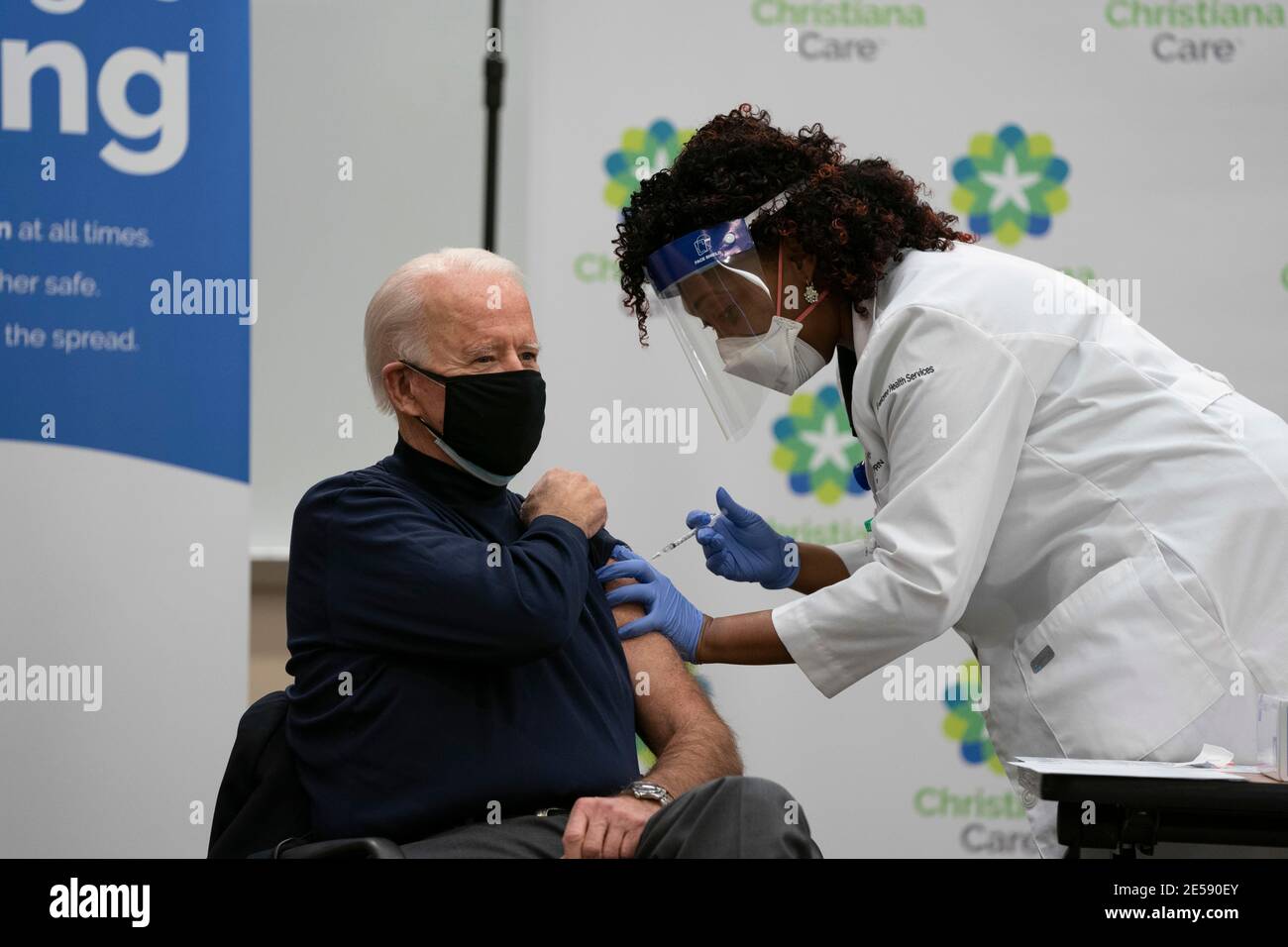 US President-elect Joe Biden receives a Covid-19 vaccination from Tabe ...