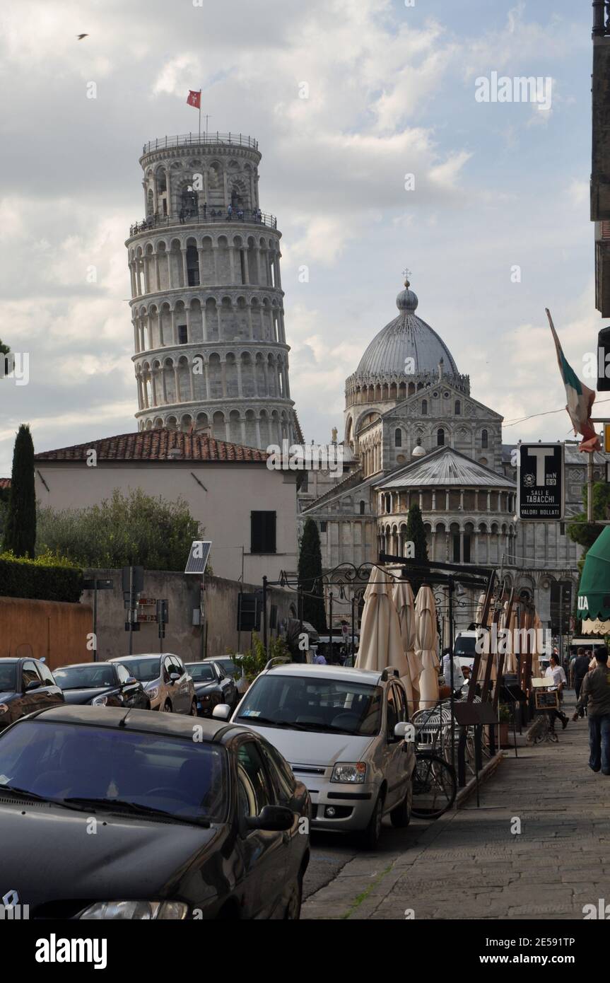 Chaotic cityscape with modern cars and historic buildings Stock Photo ...