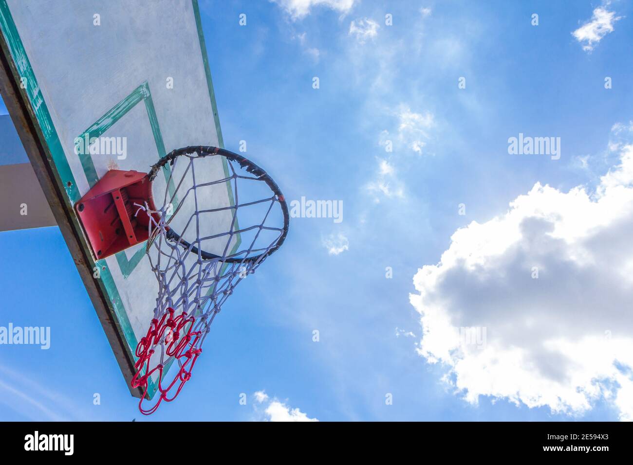 Basketball hoop on blue sky and cloud Stock Photo - Alamy