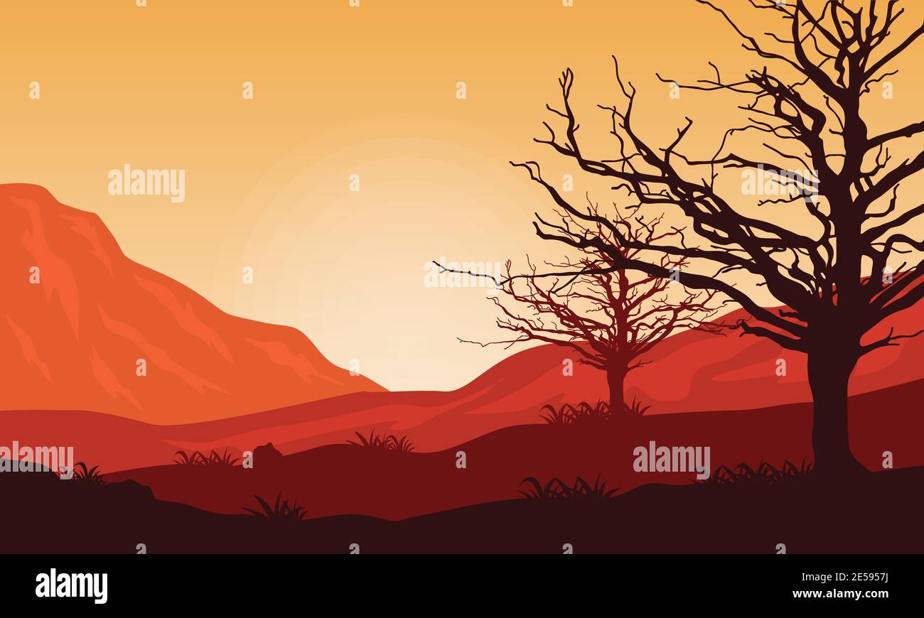 Beautiful nature scenery at twilight on afternoon bright. Vector ...