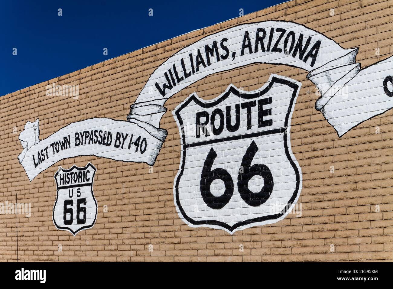 Historic Route 66 Sign on Route 66, Williams, Arizona, USA Stock Photo ...