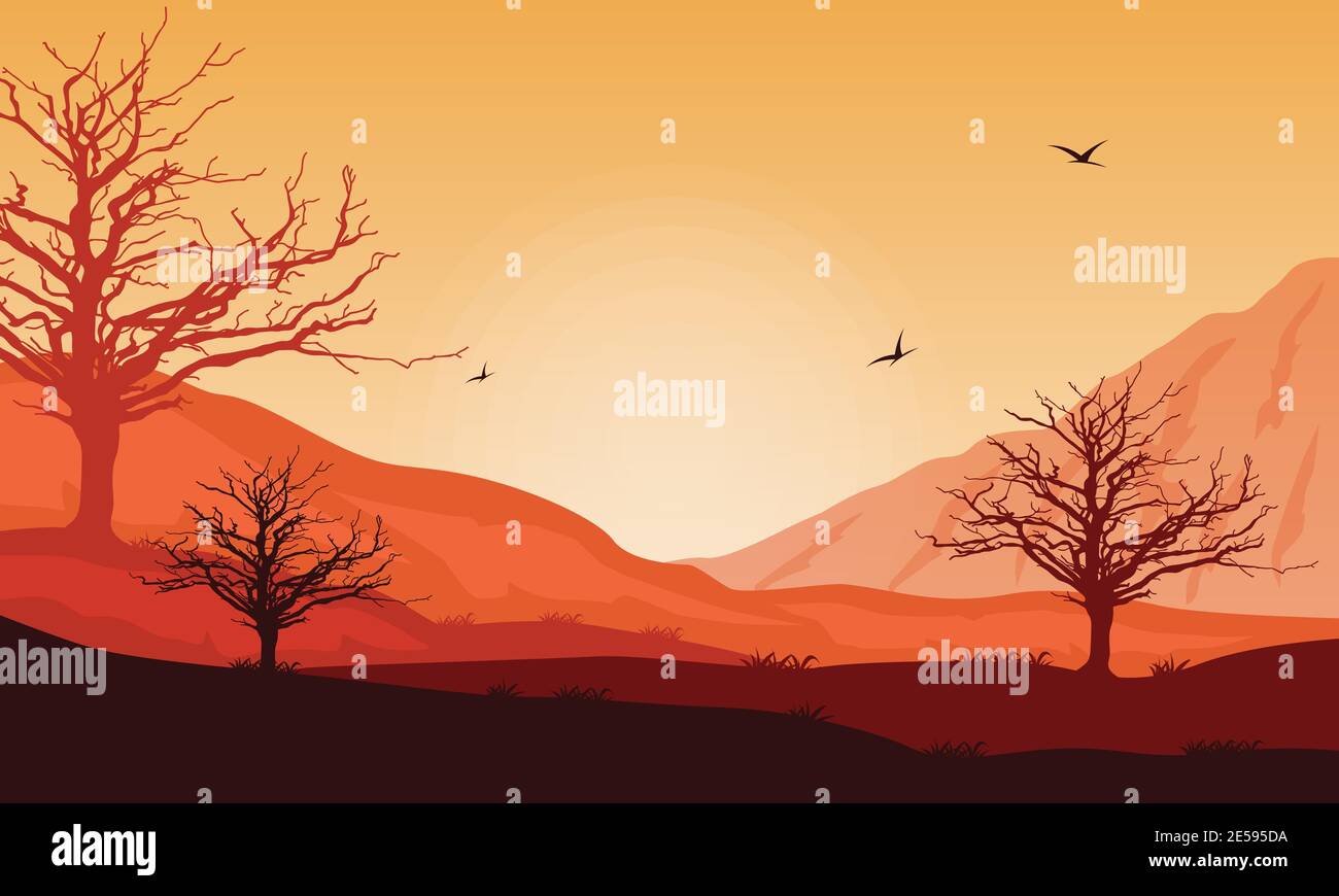 A lovely atmosphere of a warm afternoon in the countryside. Vector ...