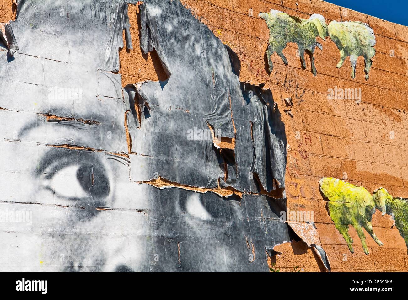 Mural of Child Counting Sheep in Old Town Flagstaff, Arizona, USA Stock ...