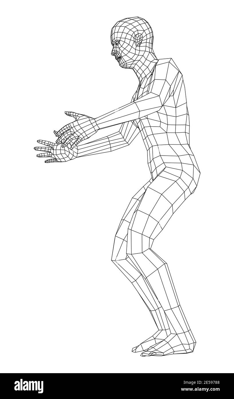 Wireframe jumping man. Vector Stock Vector Image & Art - Alamy