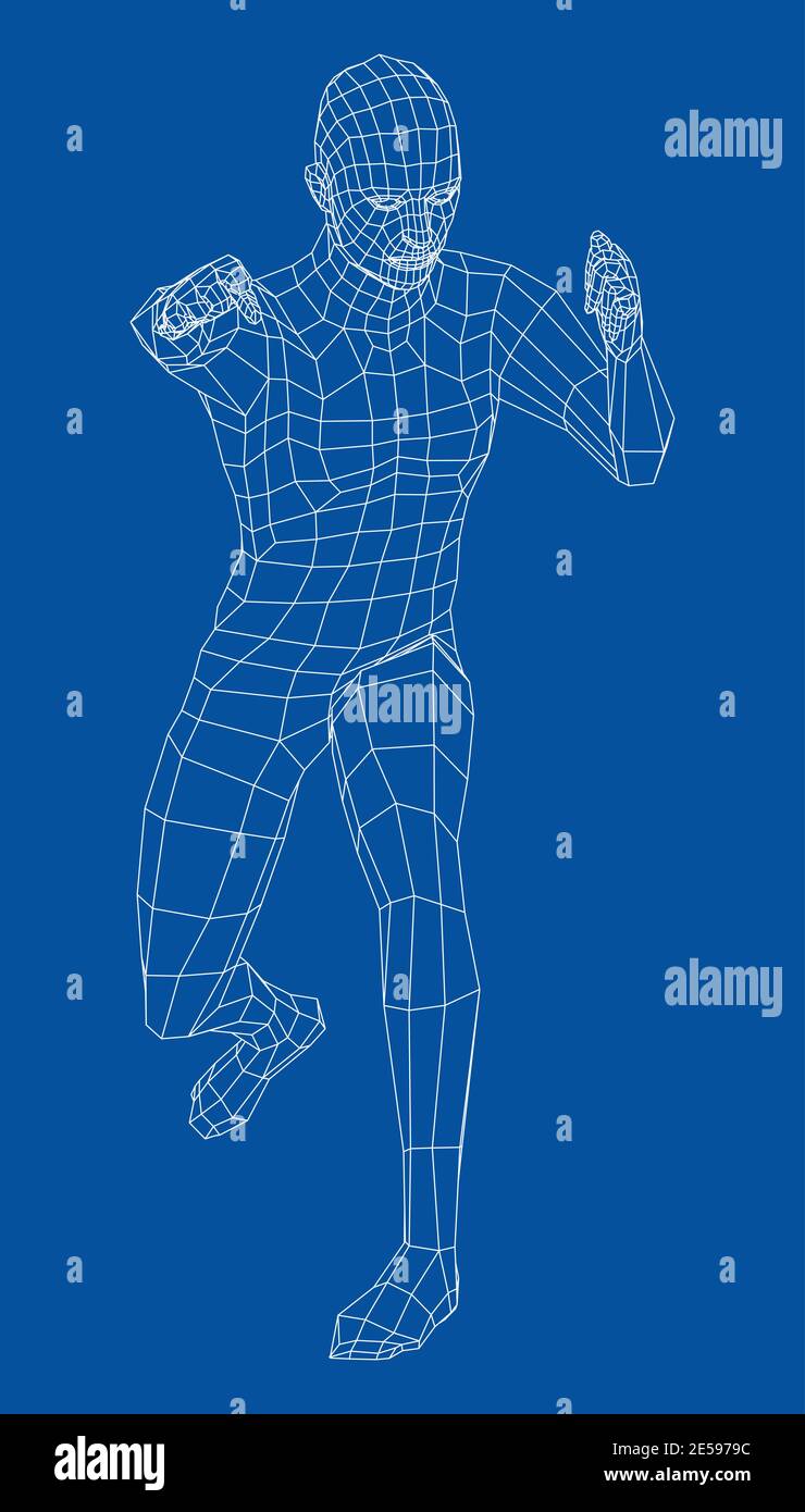 Wireframe boxing man. Vector Stock Vector Image & Art - Alamy