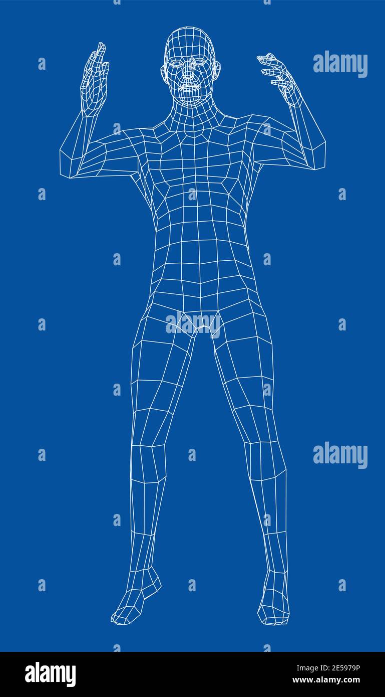 Wireframe jumping man. Vector Stock Vector Image & Art - Alamy