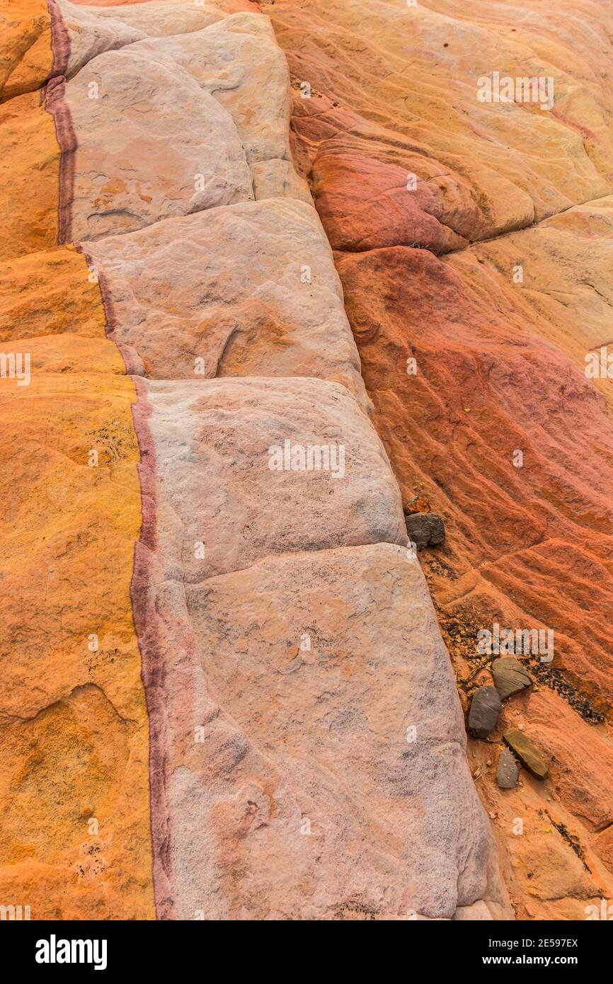 Pastel Colored Stripes and Nike Rock Near Kaolin Wash, Valley of Fire ...