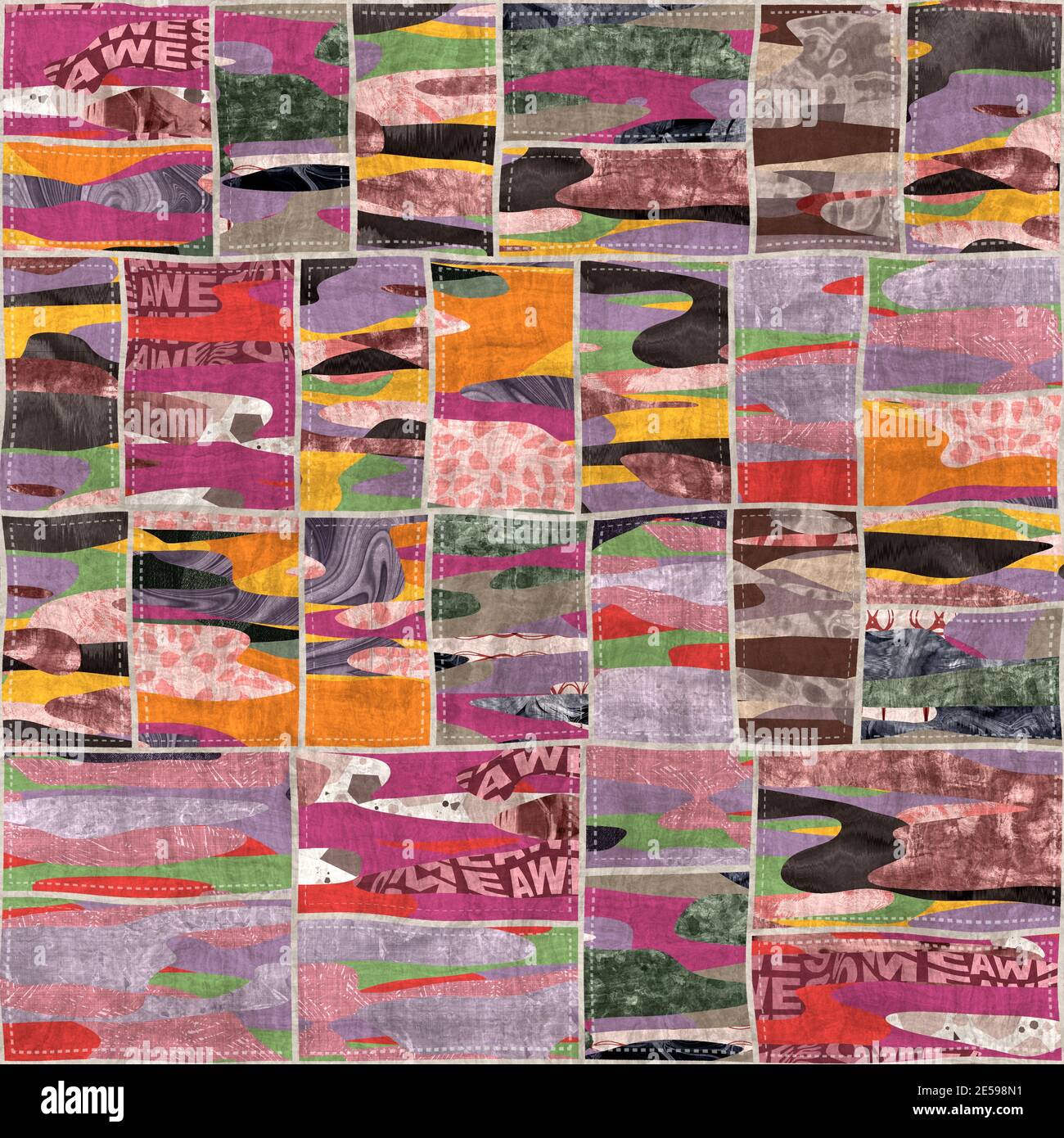 Seamless patchwork collage mix quilt pattern print Stock Photo - Alamy