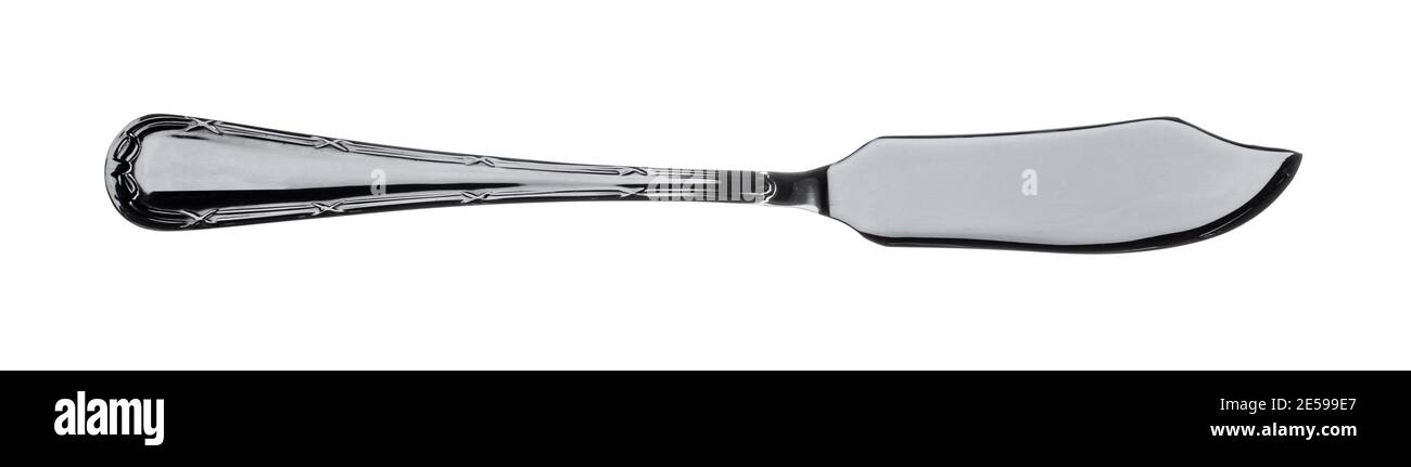 Silver fish knife isolated on white background Stock Photo - Alamy