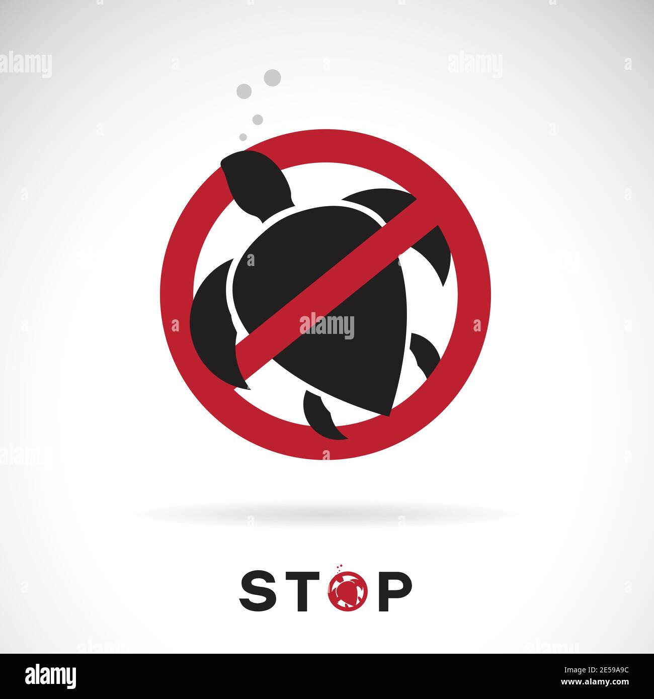 Vector of turtle in red stop sign on white background. No turtle ...