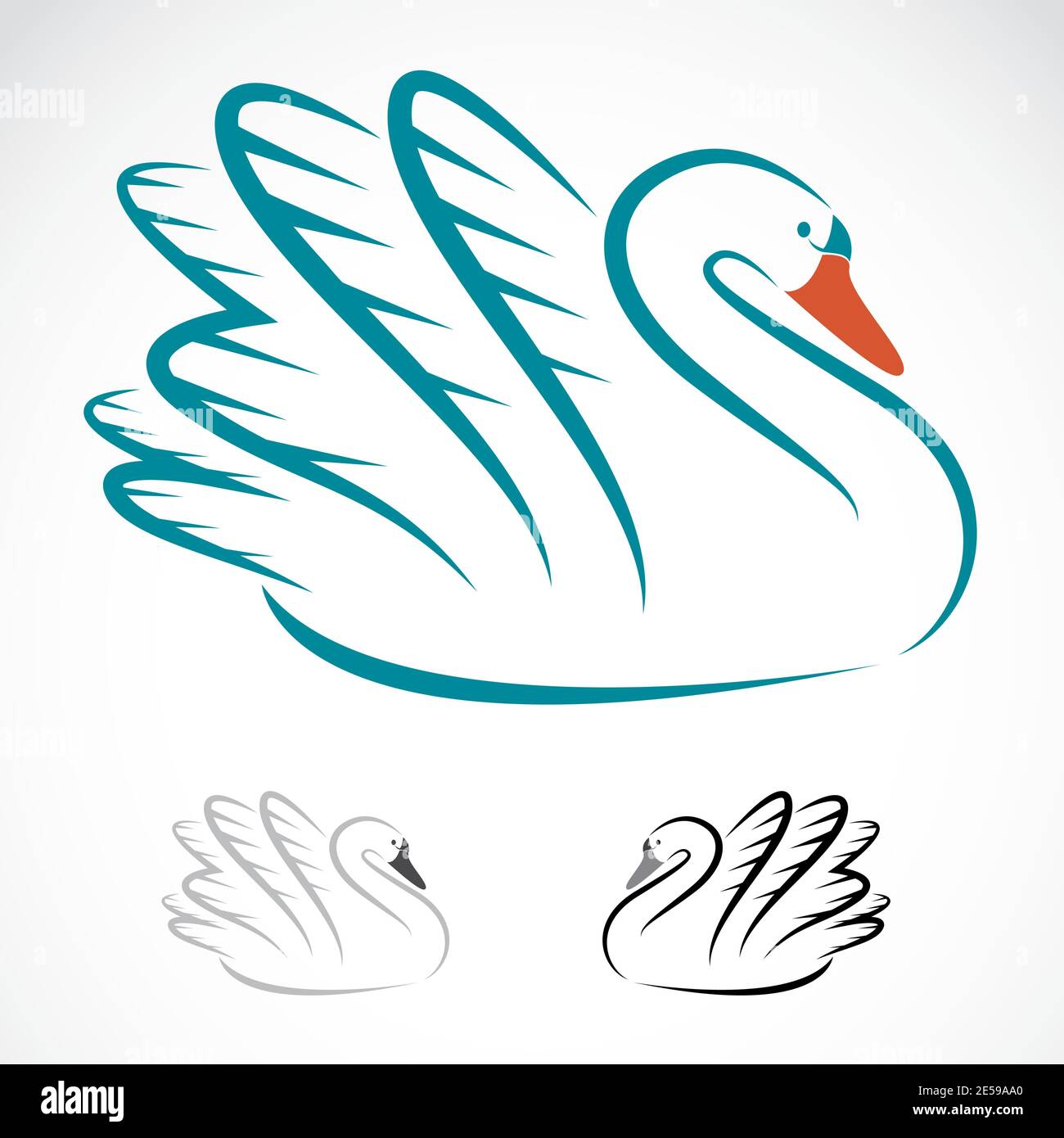 Vector image of swans on a white background. Easy editable layered ...
