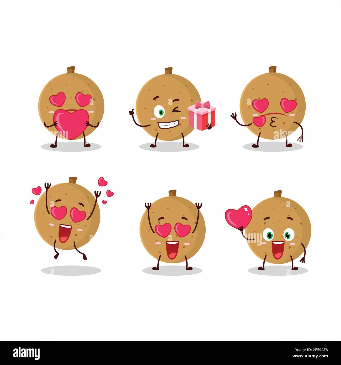 Longan cartoon character with love cute emoticon. Vector illustration ...