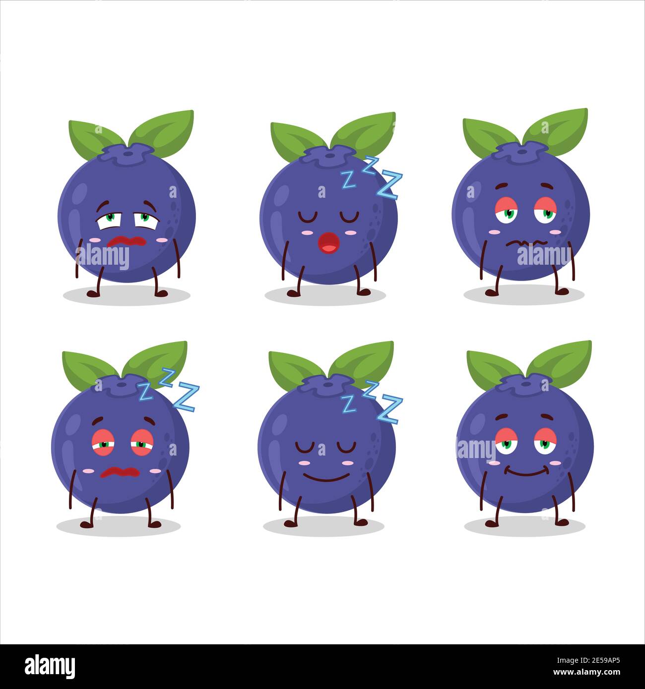 Cartoon character of new blueberry with sleepy expression. Vector ...