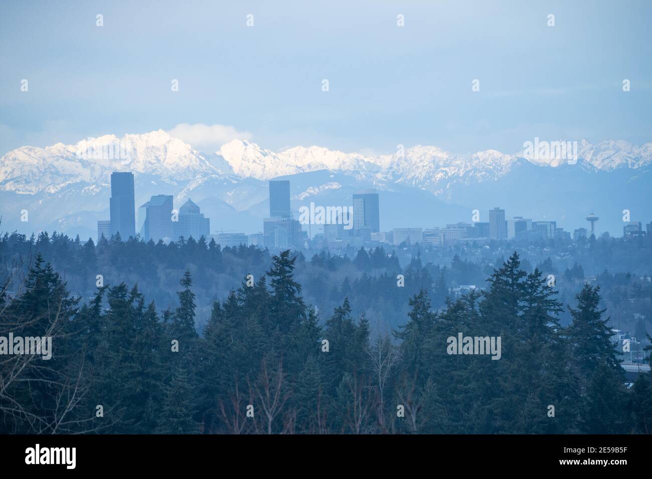 Seattle skyline tower mountain day hi-res stock photography and images ...