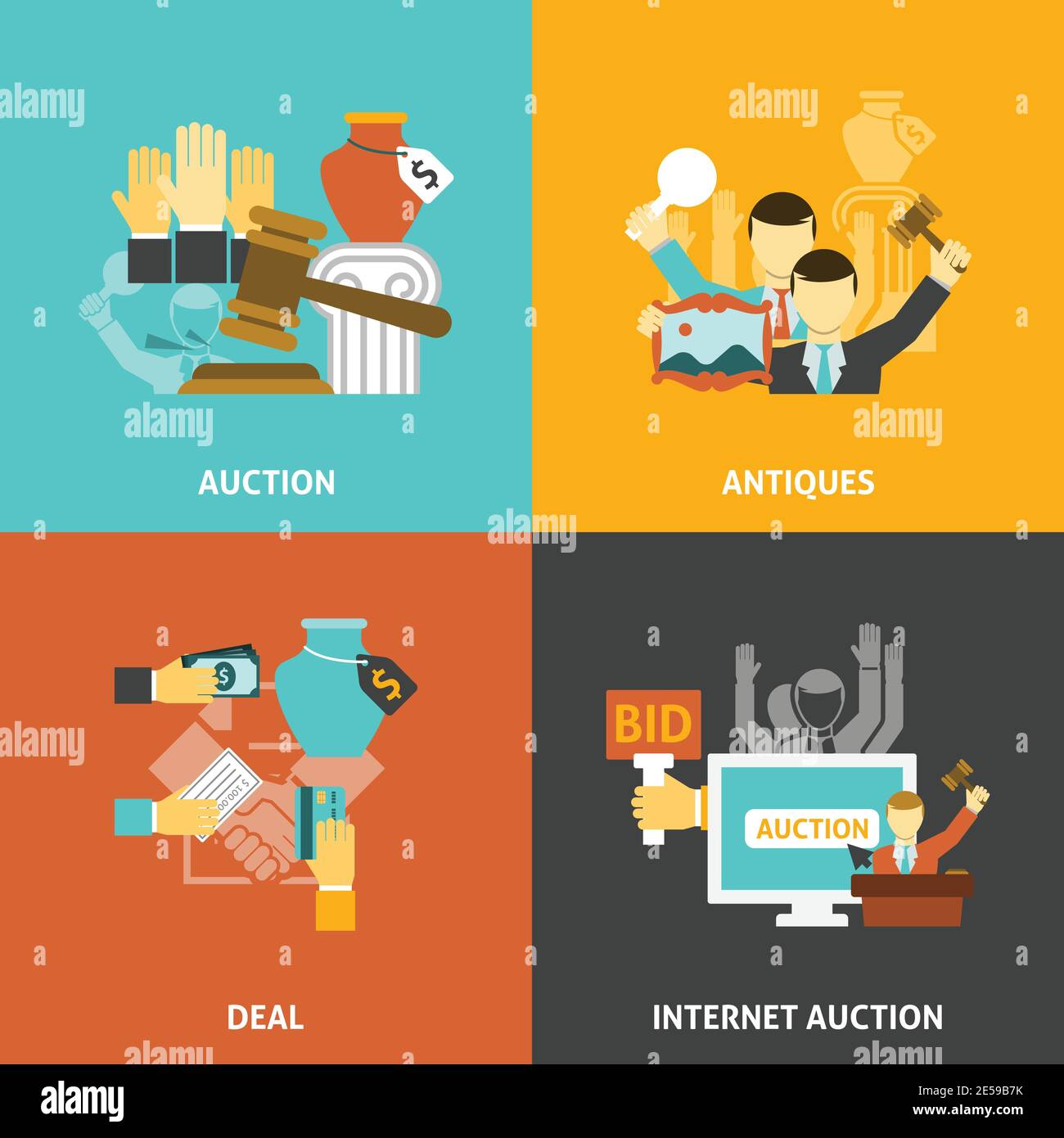 Selling of antiques Stock Vector Images - Alamy