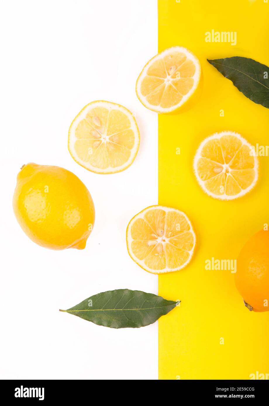 Creative layout made of lemon. Flat lay. Food concept Stock Photo - Alamy