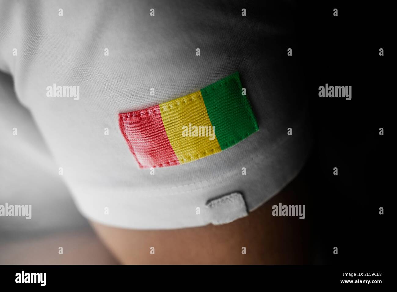 Patch of the national flag of the Guinea on a white t-shirt Stock Photo ...