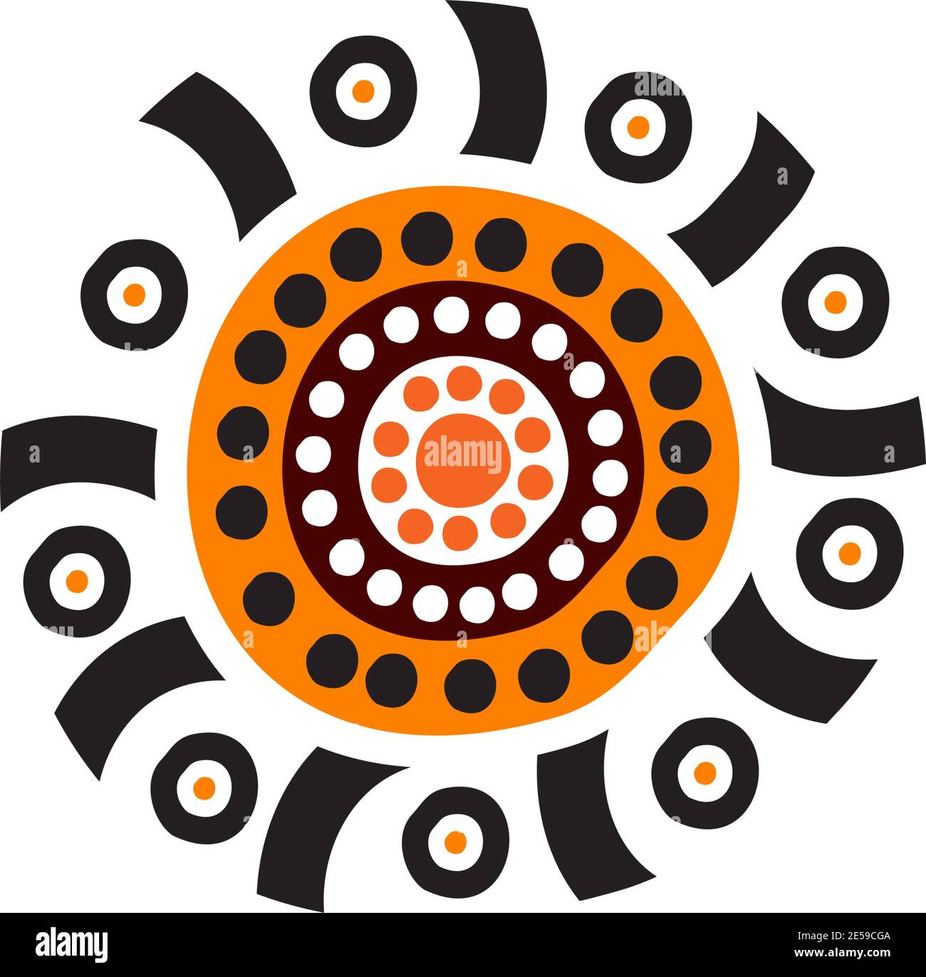 Aboriginal art dots painting icon logo design vector template Stock ...