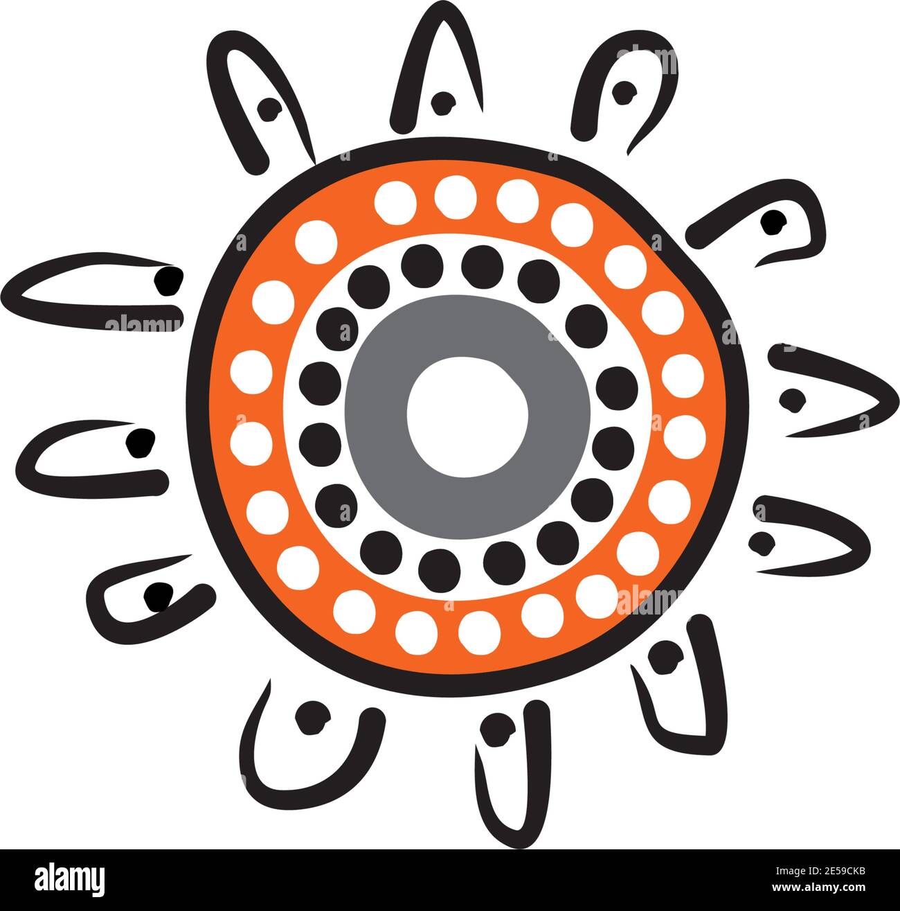 Aboriginal art dots painting icon logo design vector template Stock ...