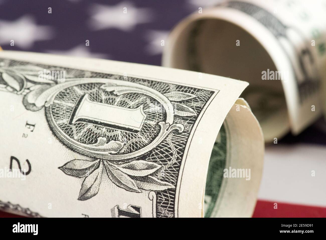 American flag and dollar banknotes Stock Photo - Alamy
