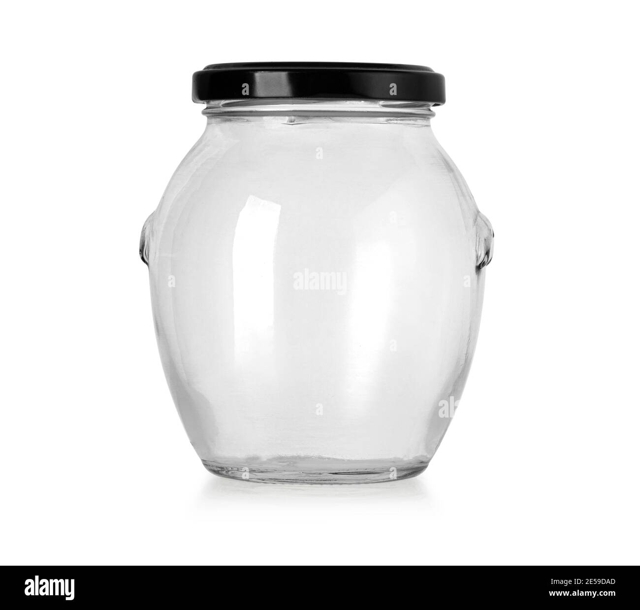 empty glass jar for food and canned food isolated on white with ...