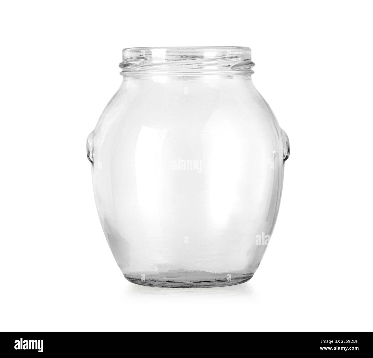 Open empty glass jar for food and canned food. Isolated on white ...