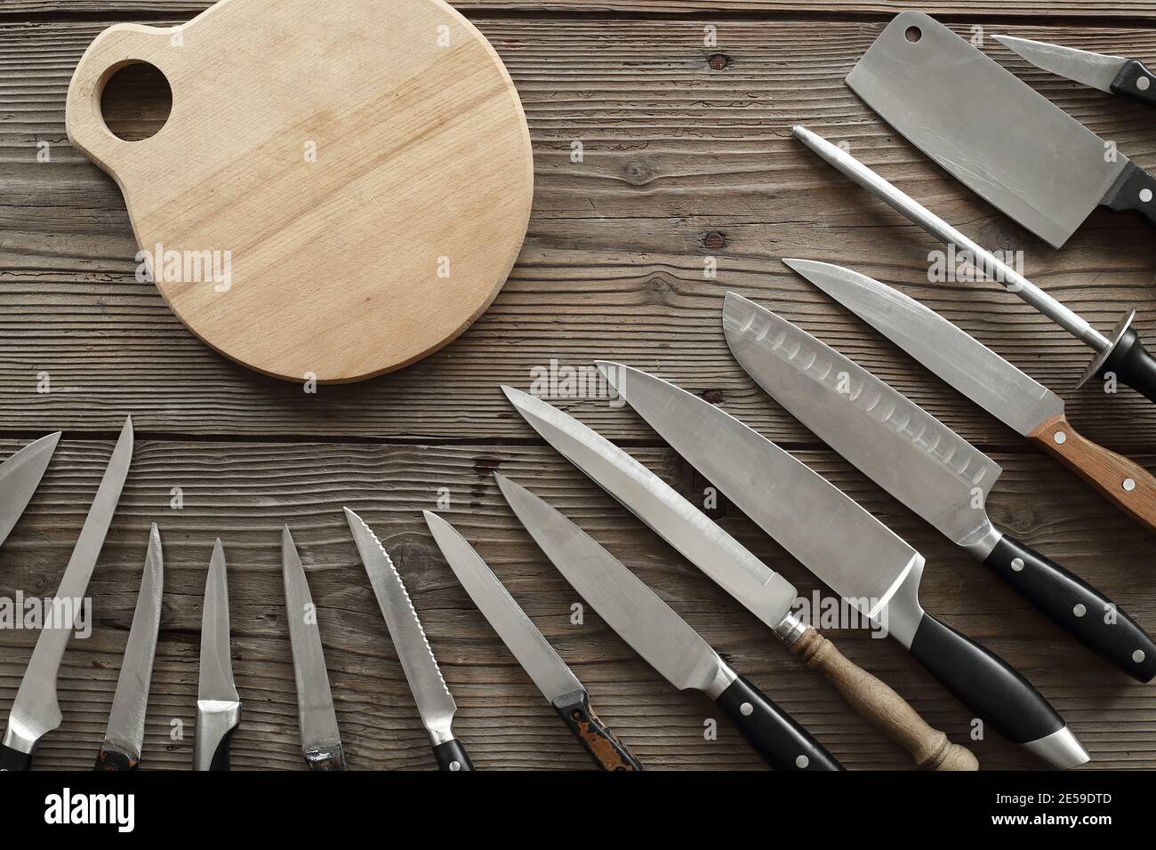 collection of various kitchen knives Stock Photo - Alamy