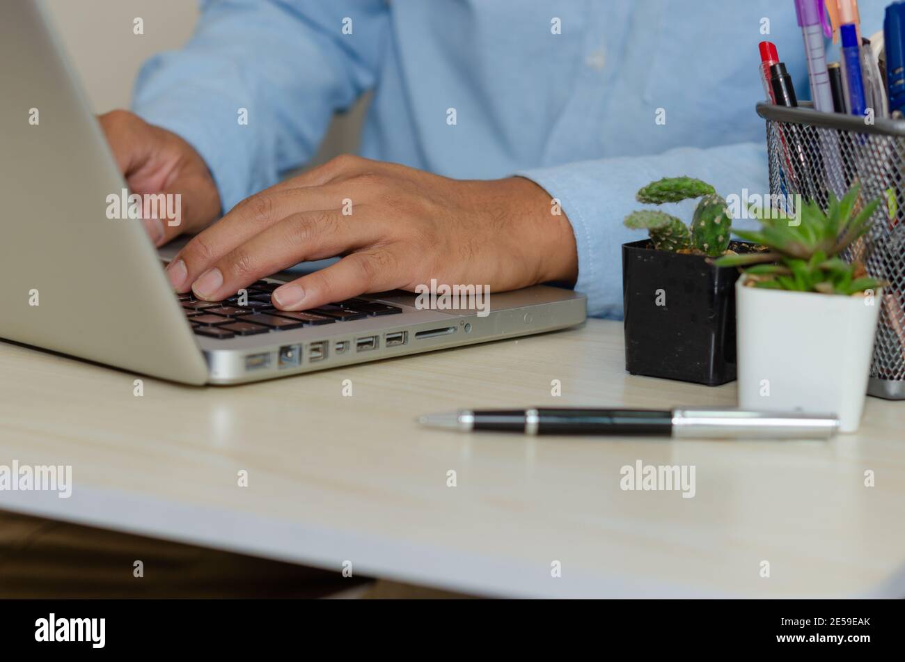 Business men are using computers to find information, the Internet ...