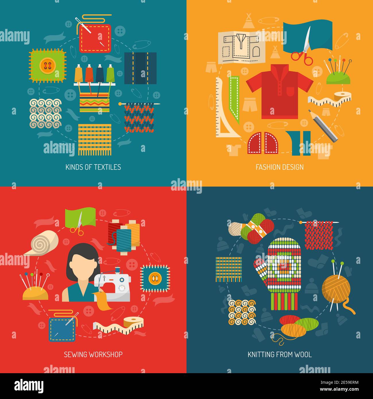 Yarn manufacture Stock Vector Images - Alamy