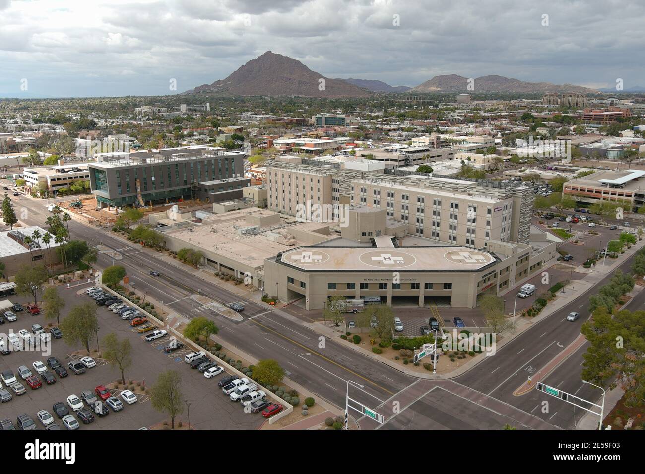 An aerial view of the HonorHealth Scottsdale Osborn Medical Center ...