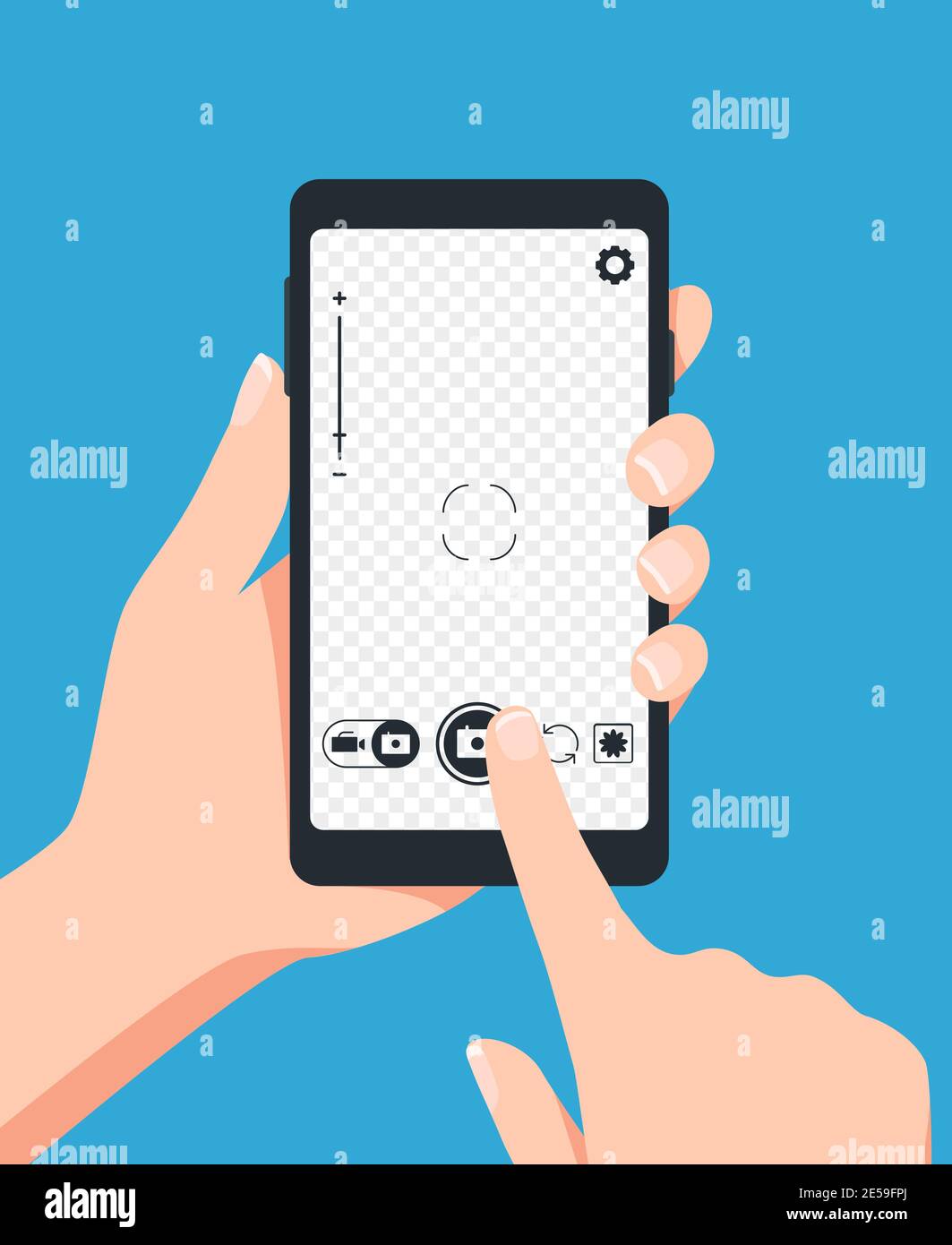 Taking photo with smartphone. Vector photo screen Stock Vector Image ...
