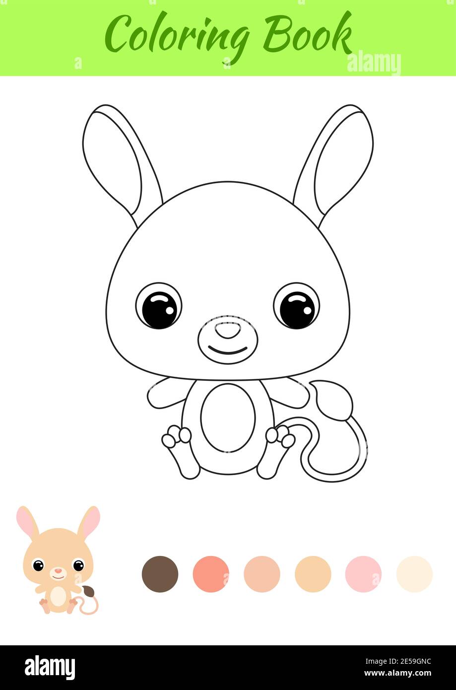 Coloring book little baby jerboa sitting. Coloring page for kids ...