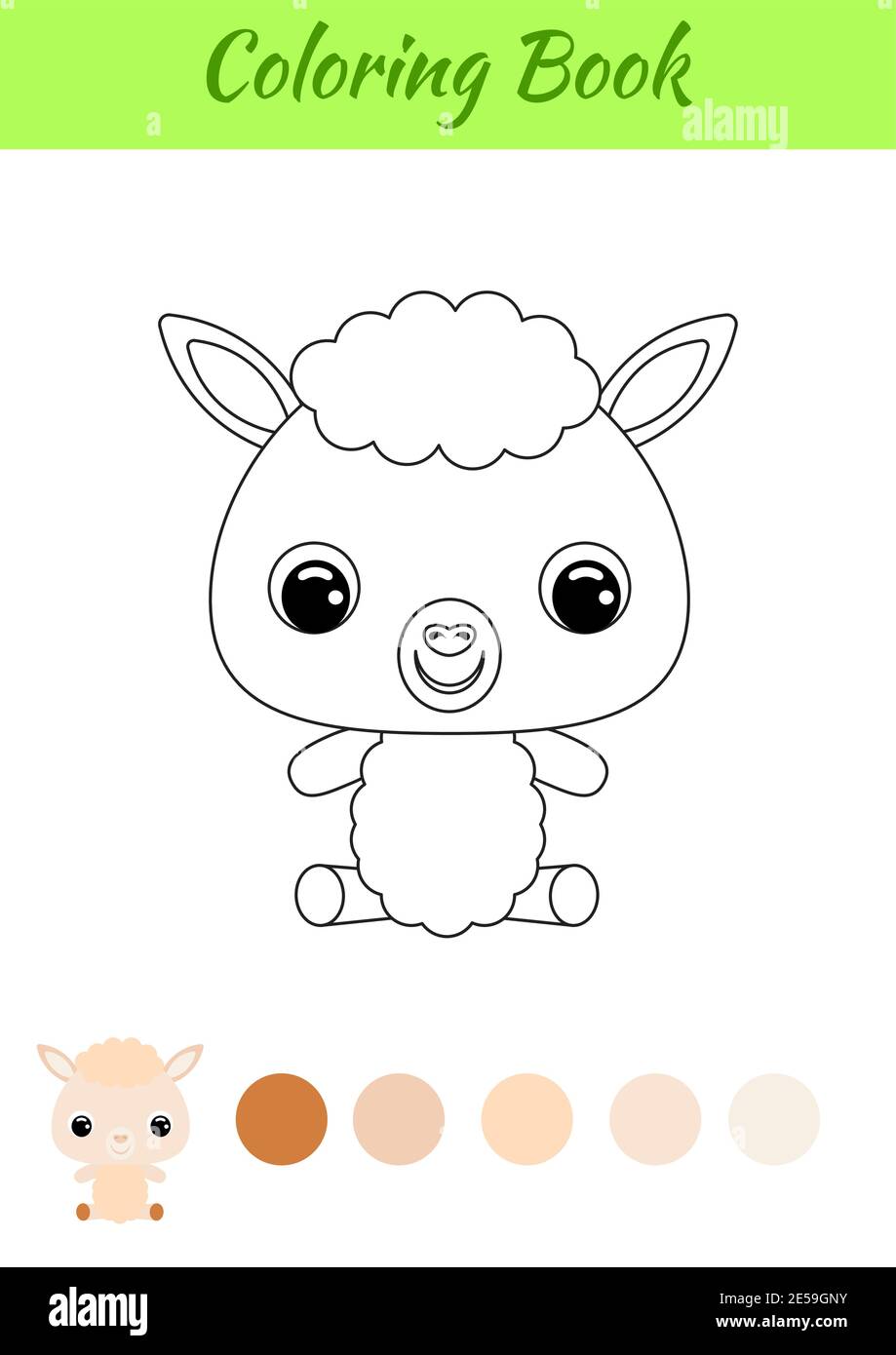 Coloring book little baby alpaca sitting. Coloring page for kids ...