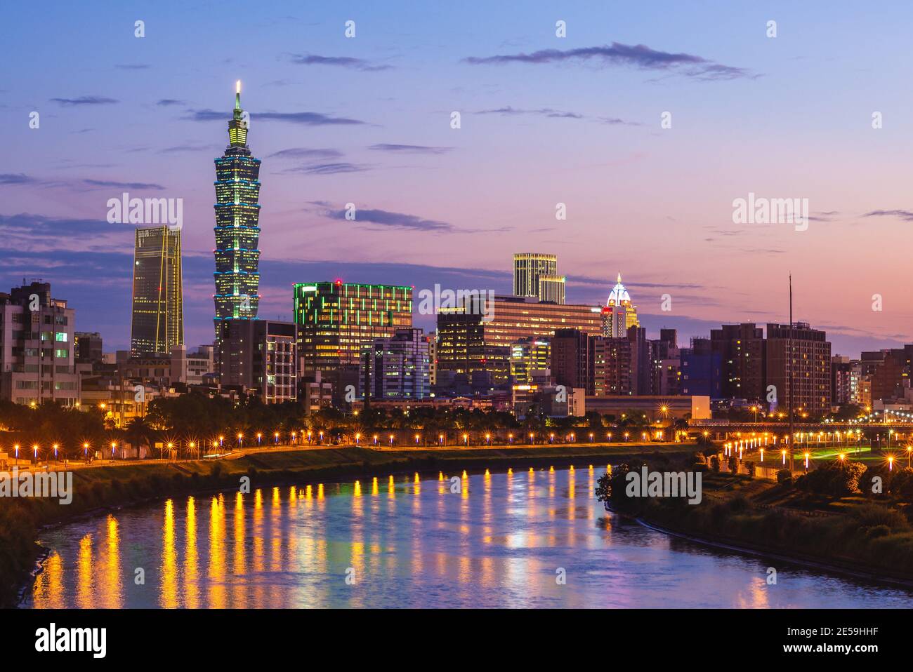 night view of taipei city by the river in taiwan Stock Photo - Alamy
