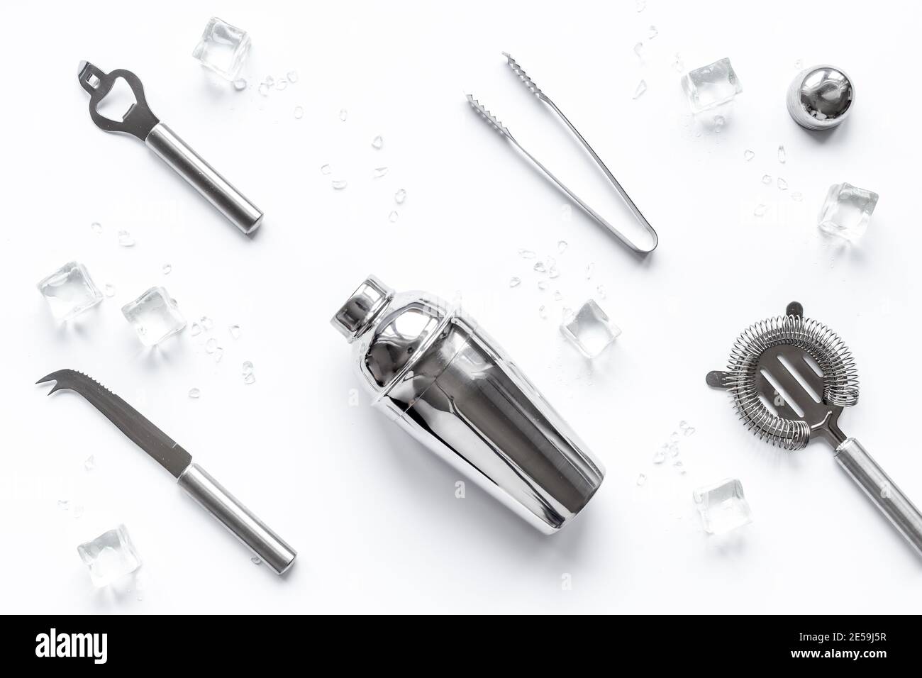 Bar tools and utensils for cocktail - with shaker, strainer and ice ...