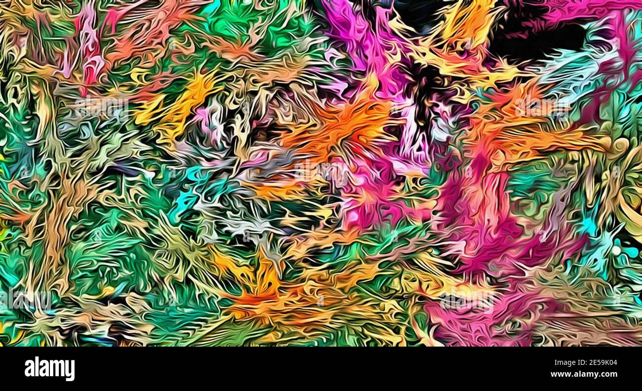 Abstract background. Psychedelic fractal, texture of brush strokes of ...