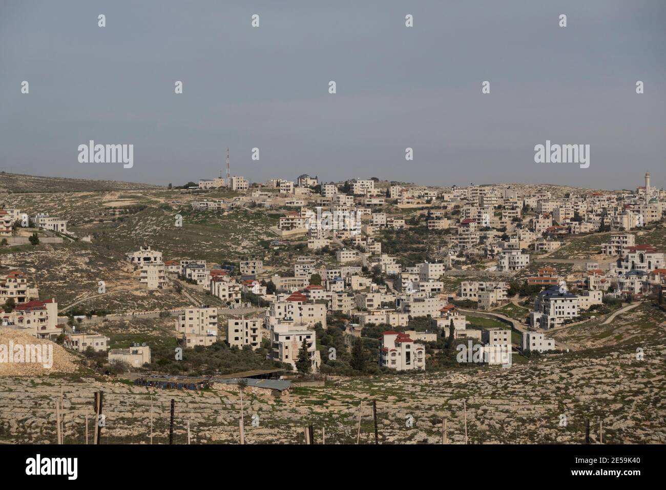 View of the Palestinian village of Mukhmas adjacent to Ramallah in the ...