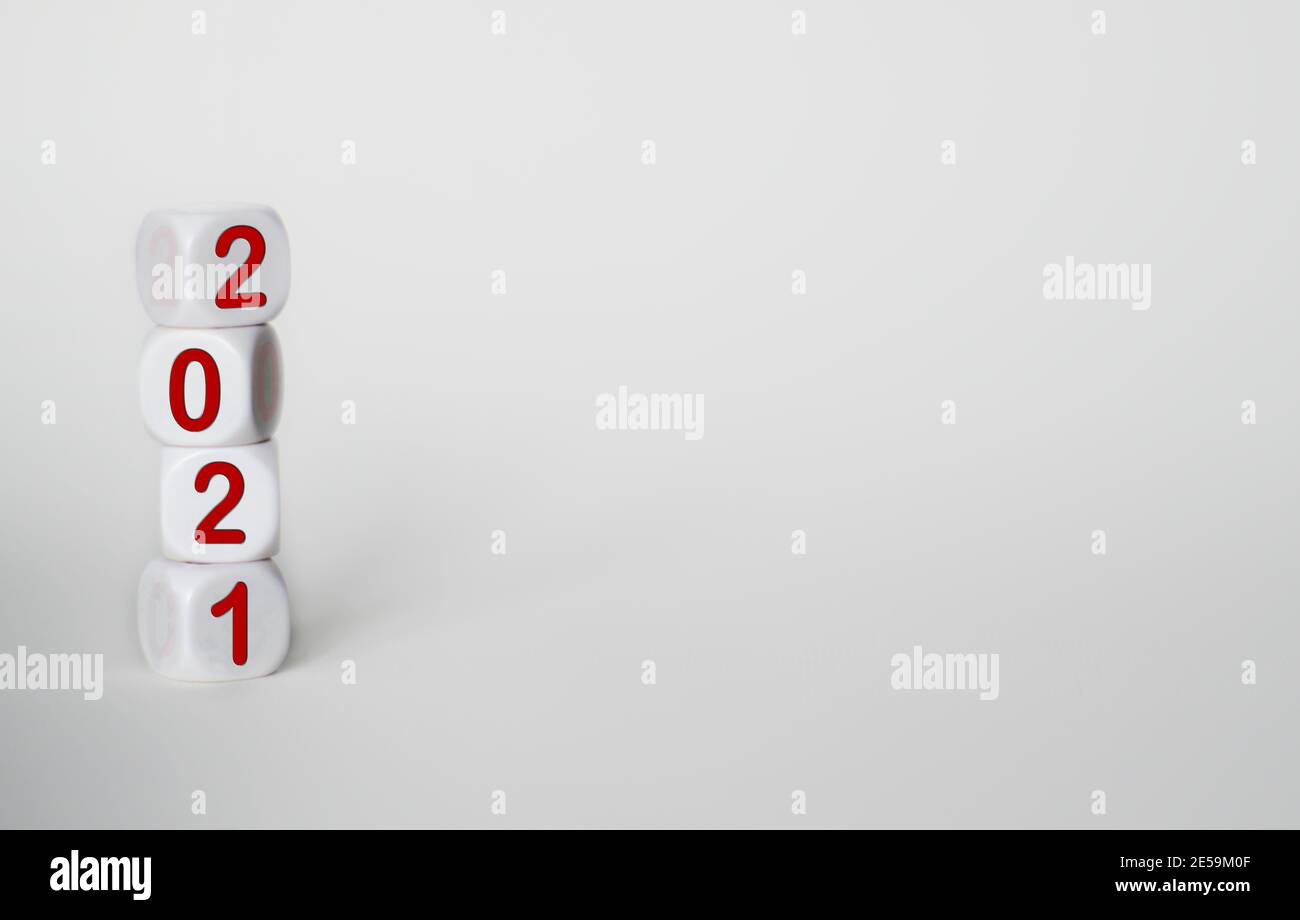 new year, cube 2021 poster, blankwhite area for texting Stock Photo - Alamy