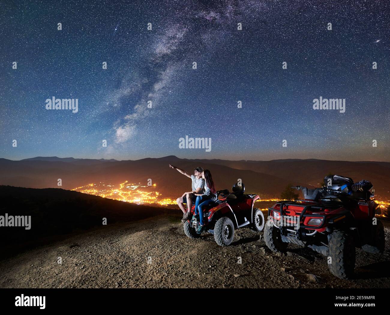 Romantic couple on motorbike hi-res stock photography and images - Alamy